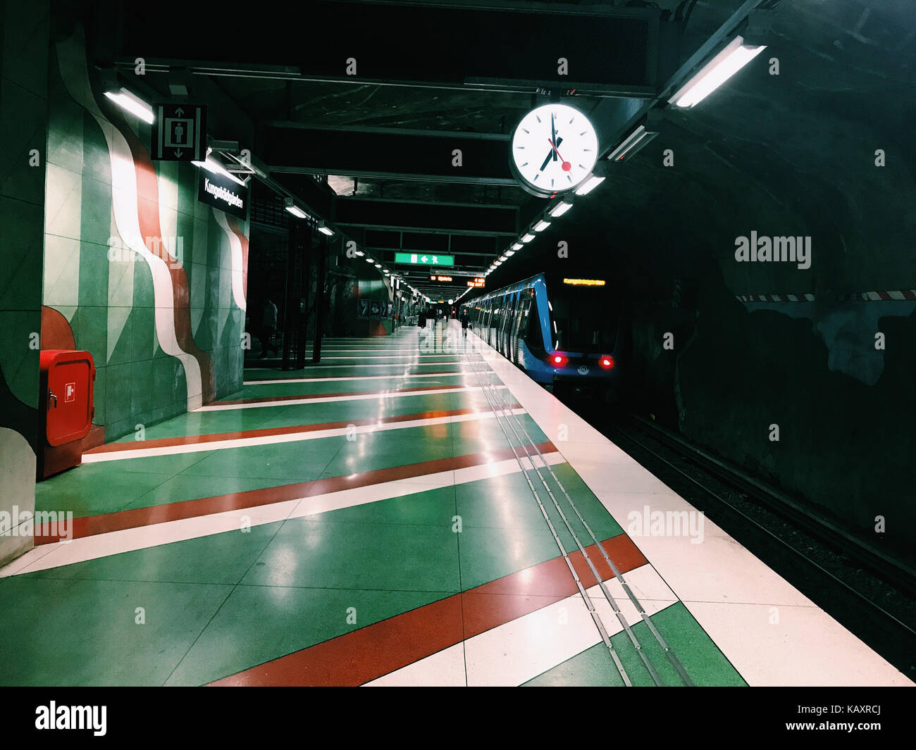Kungstradgarden tunnelbanestation Underground. Blue line, central ...