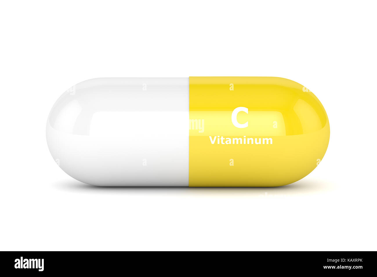 3d render of vitamin C pill over white background. Concept of dietary ...