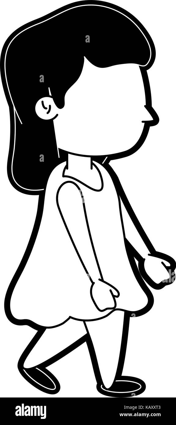 girl walking with long hair sideview icon image Stock Vector Image ...