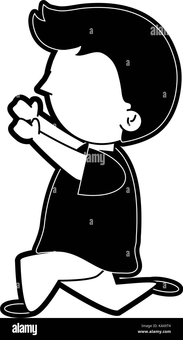 boy kneeling and stretching arms sideview icon image Stock Vector Image ...