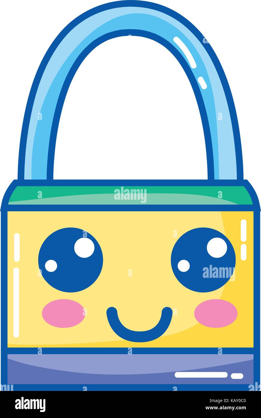 kawaii cute happy padlock security Stock Vector Image & Art - Alamy