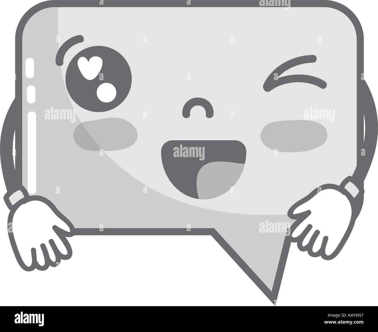 grayscale kawaii cute funny chat bubble Stock Vector Image & Art - Alamy