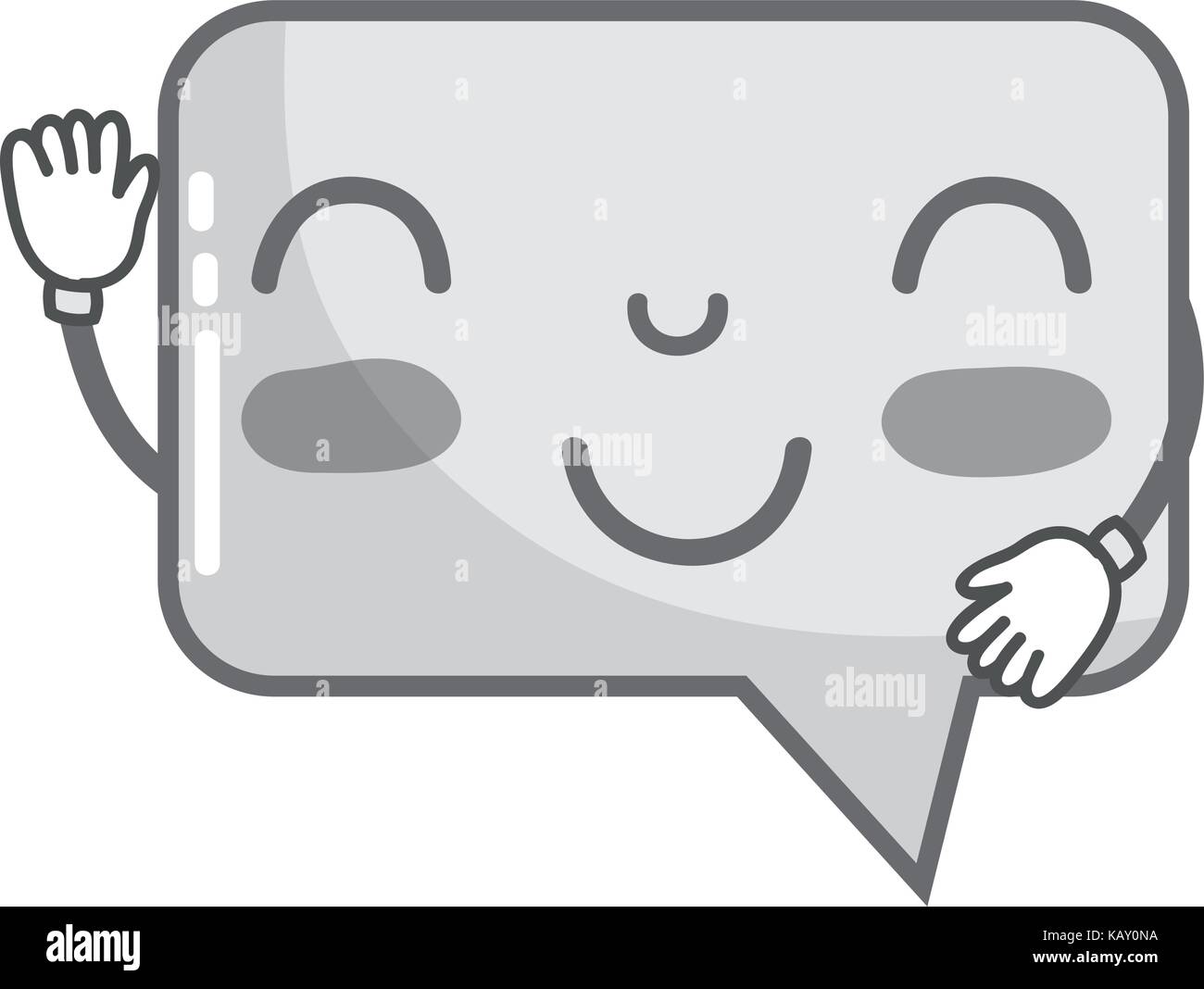 grayscale kawaii cute happy chat bubble Stock Vector Image & Art - Alamy