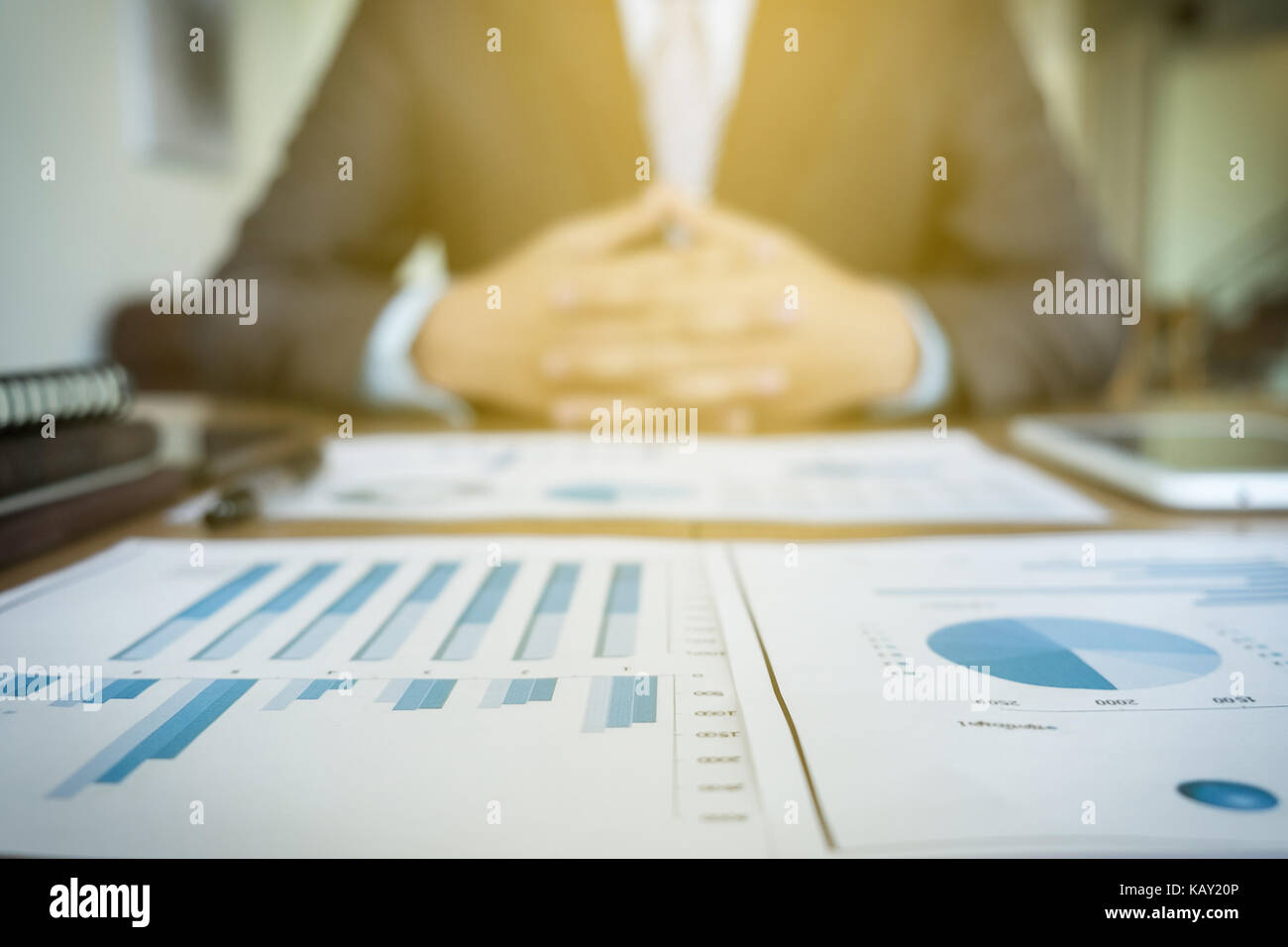 businessman working plan the business and analysis many chart graph Stock Photo - Alamy