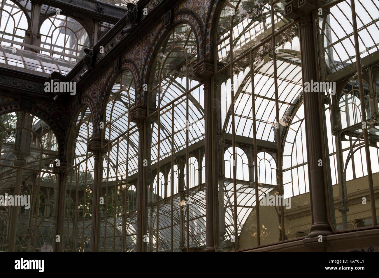 Details of Crystal Palace (Palacio de cristal) in Retiro Park, Madrid ...