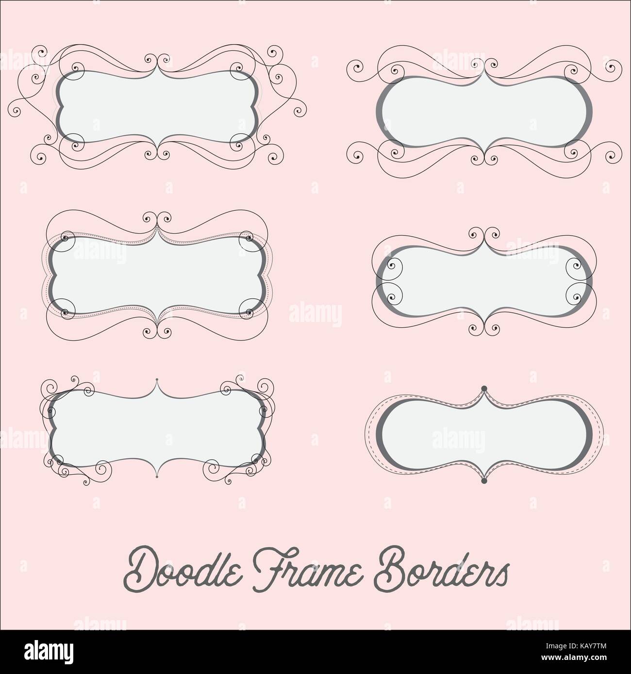 Set of swirly flourish doodle frame borders Stock Vector Image & Art ...