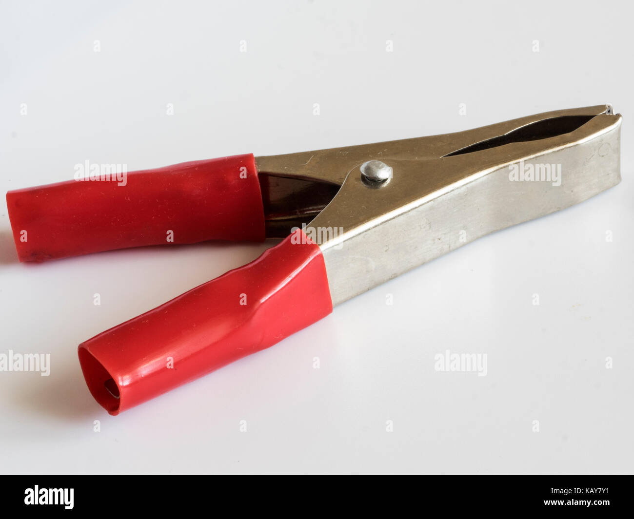 alligator clips isolated on white background Stock Photo - Alamy