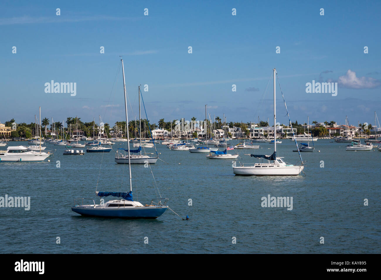 Miami, Florida. Sailboats in Biscayne Bay Stock Photo - Alamy