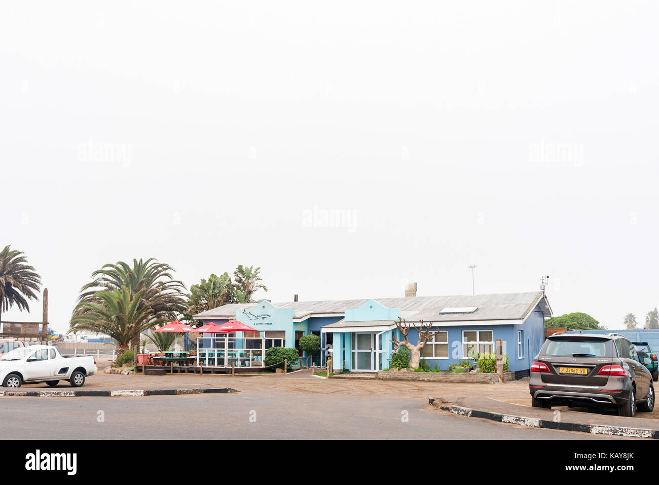 WALVIS BAY, NAMIBIA - JULY 1, 2017: The Dolphins Coffee Shoppe, a ...
