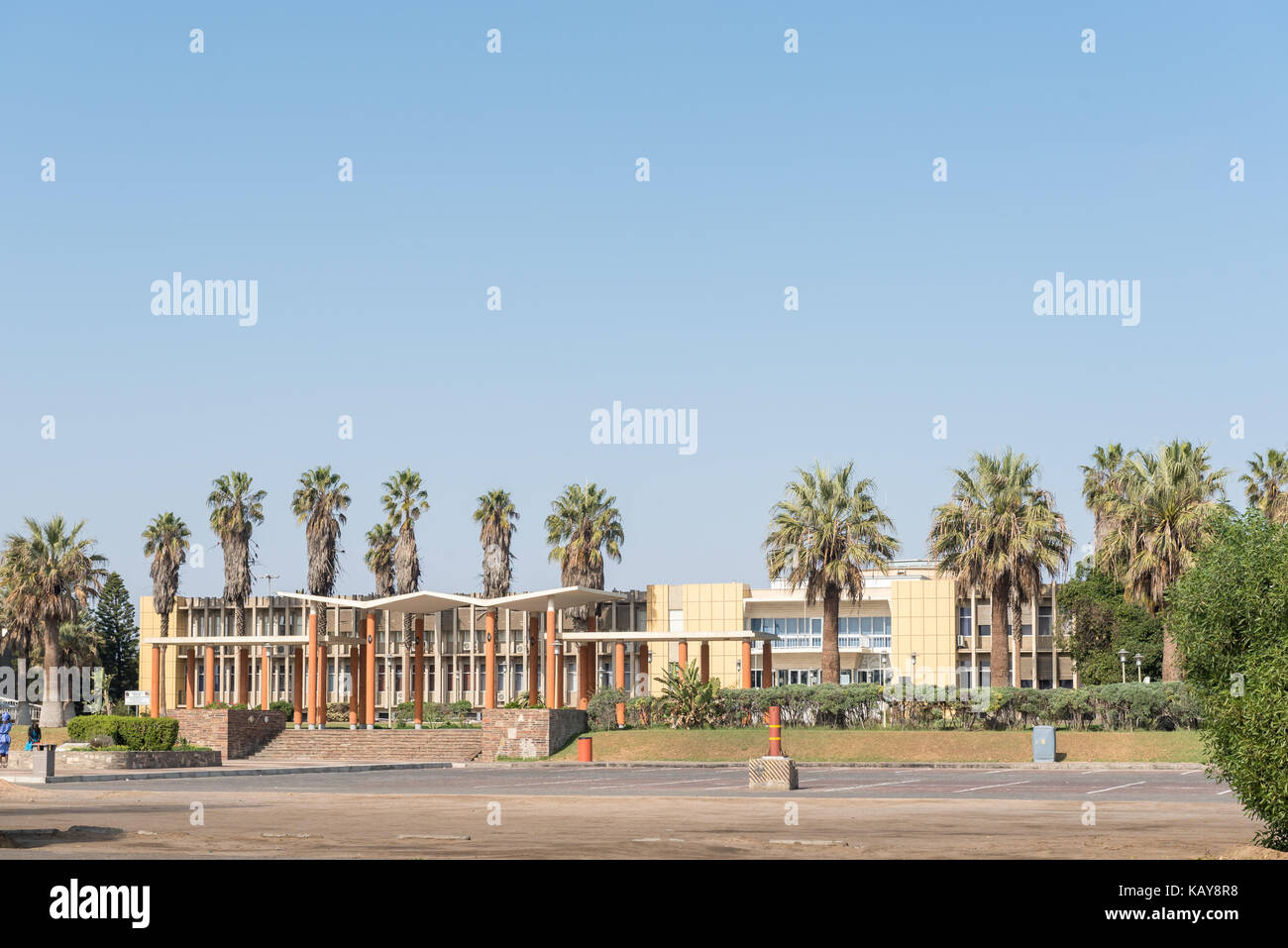 WALVIS BAY, NAMIBIA - JULY 1, 2017: The municipal building in Walvis ...