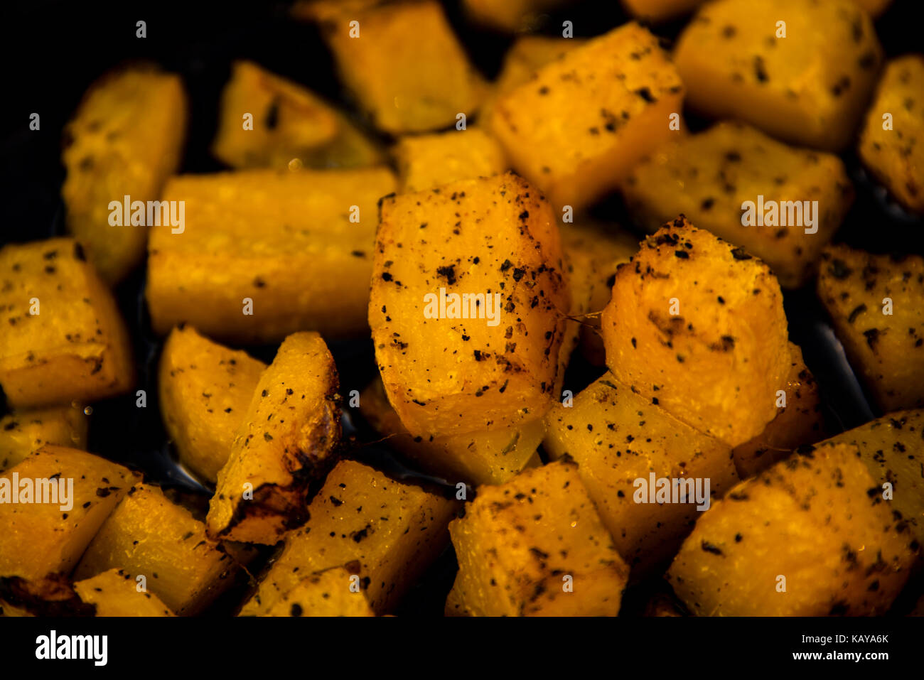 Butternut Squash, Chopped and roasted, Organic Produce, UK Stock Photo ...