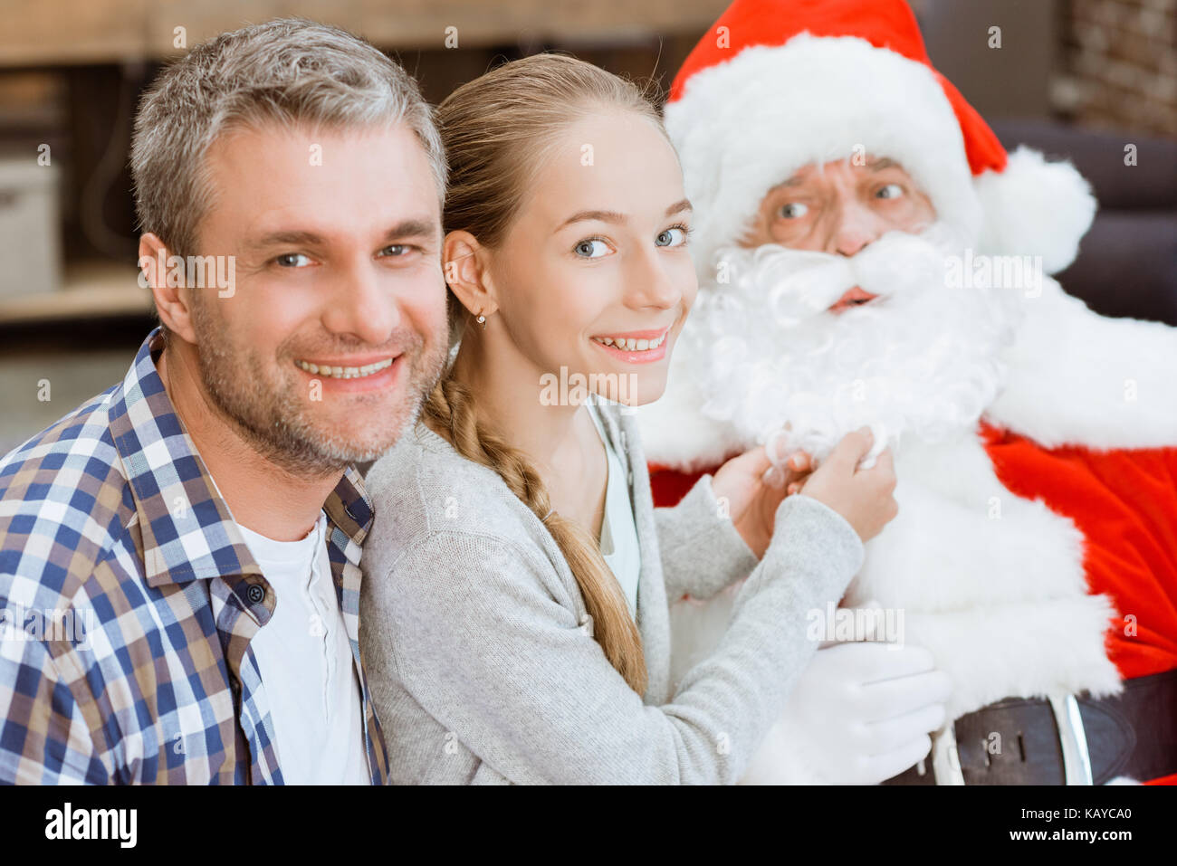 family and santa claus Stock Photo - Alamy