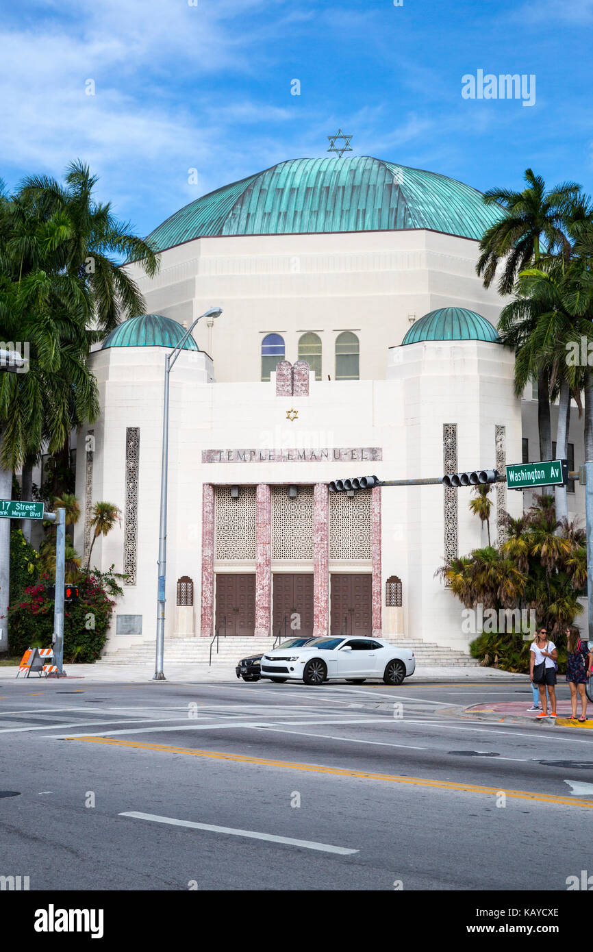Miami Beach, Florida. Temple Emanu-El, South Beach Stock Photo - Alamy