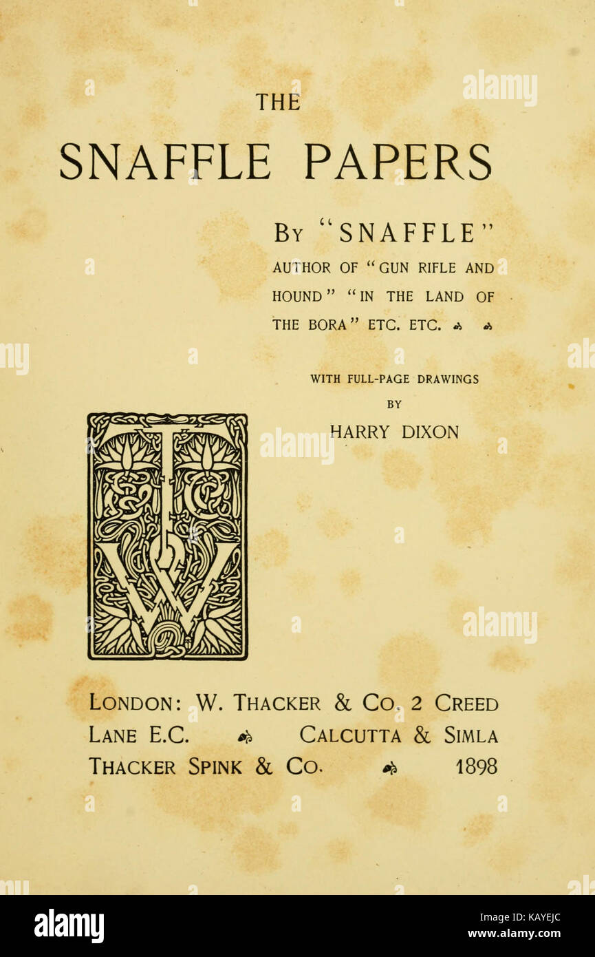 The snaffle papers BHL22977473 Stock Photo - Alamy