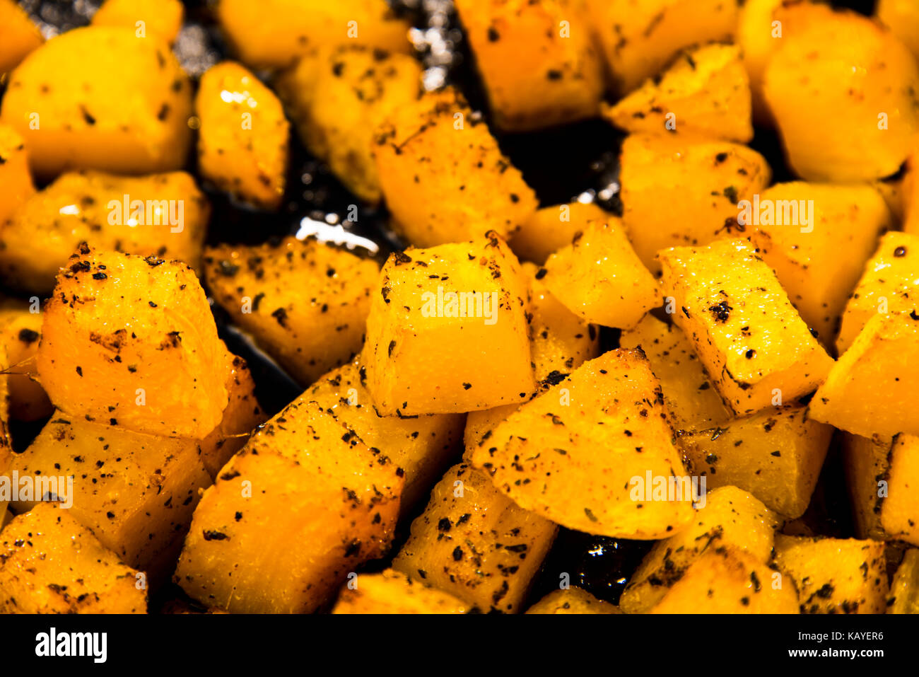 Roasted and Chopped Pumpkin Stock Photo - Alamy