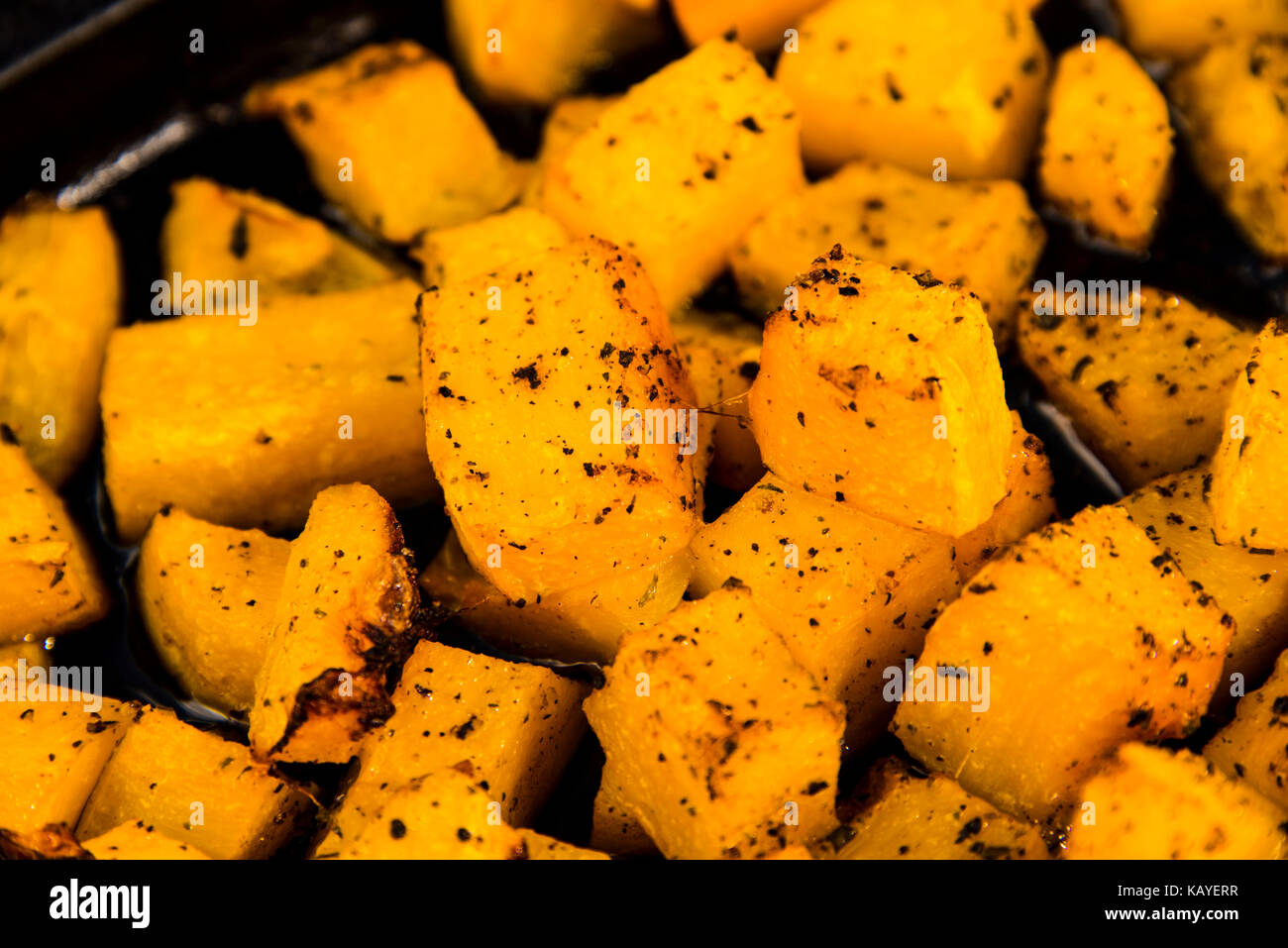 Roasted and Chopped Pumpkin Stock Photo - Alamy