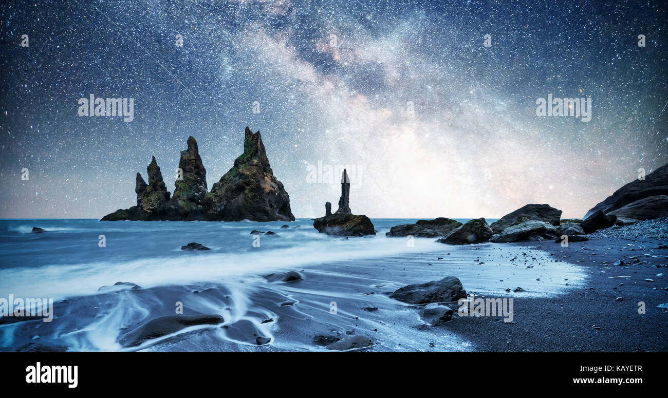 The Rock Troll Toes. Reynisdrangar cliffs. Black sand beach. Iceland ...