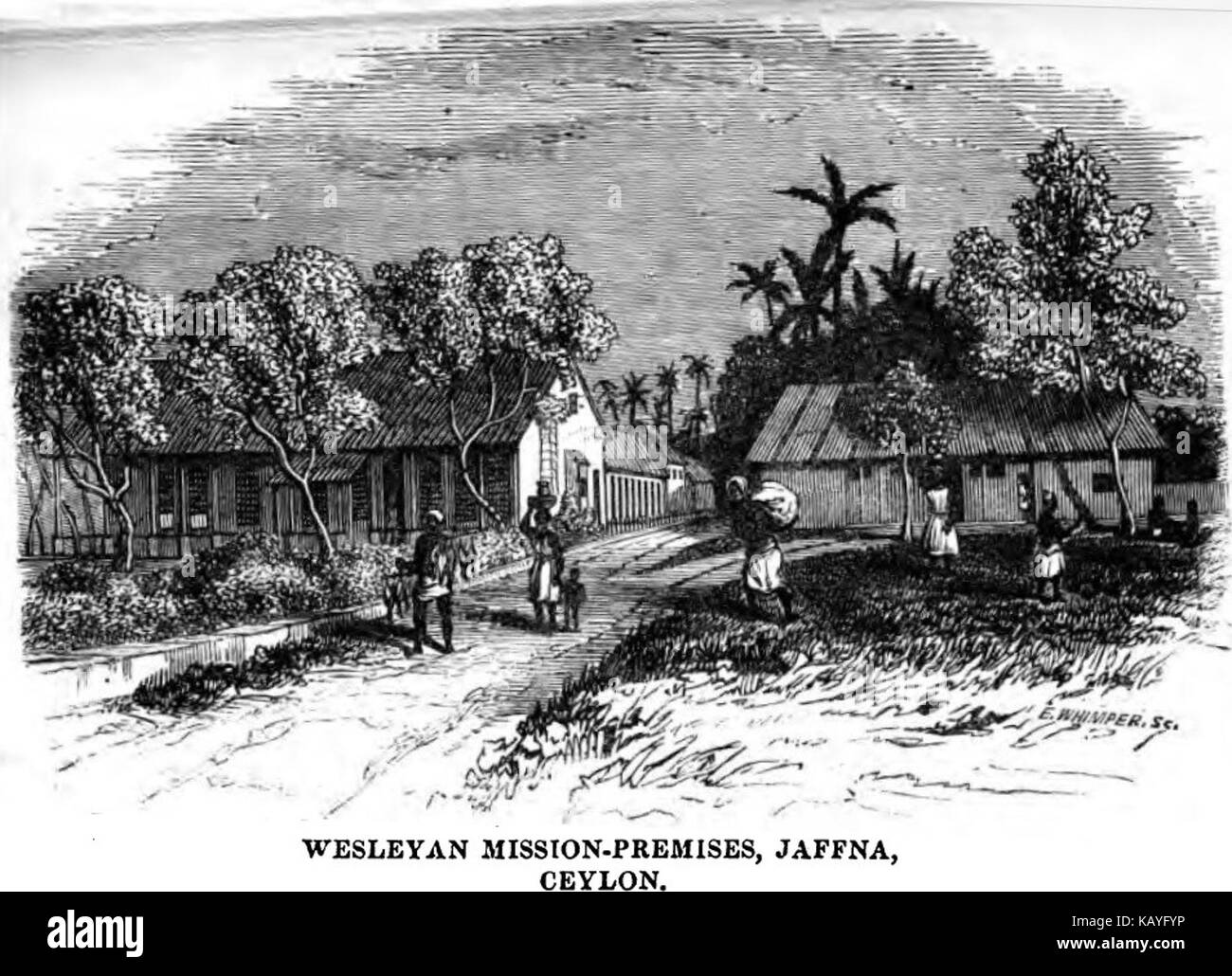 This historical image depicts the Wesleyan Mission Premises in Jaffna ...