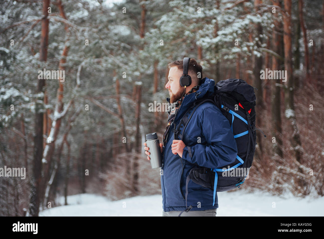 Man Traveler with backpack hiking Travel Lifestyle adventure concept ...