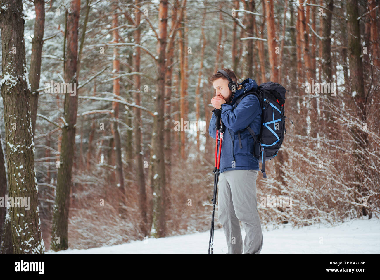 Man Traveler with backpack hiking Travel Lifestyle adventure concept ...