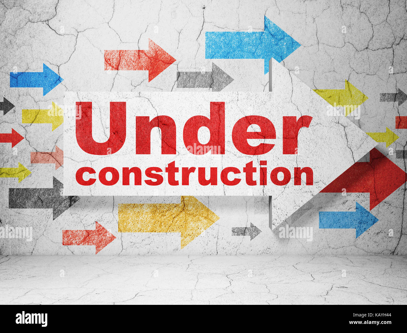 Web development concept: arrow with Under Construction on grunge wall ...