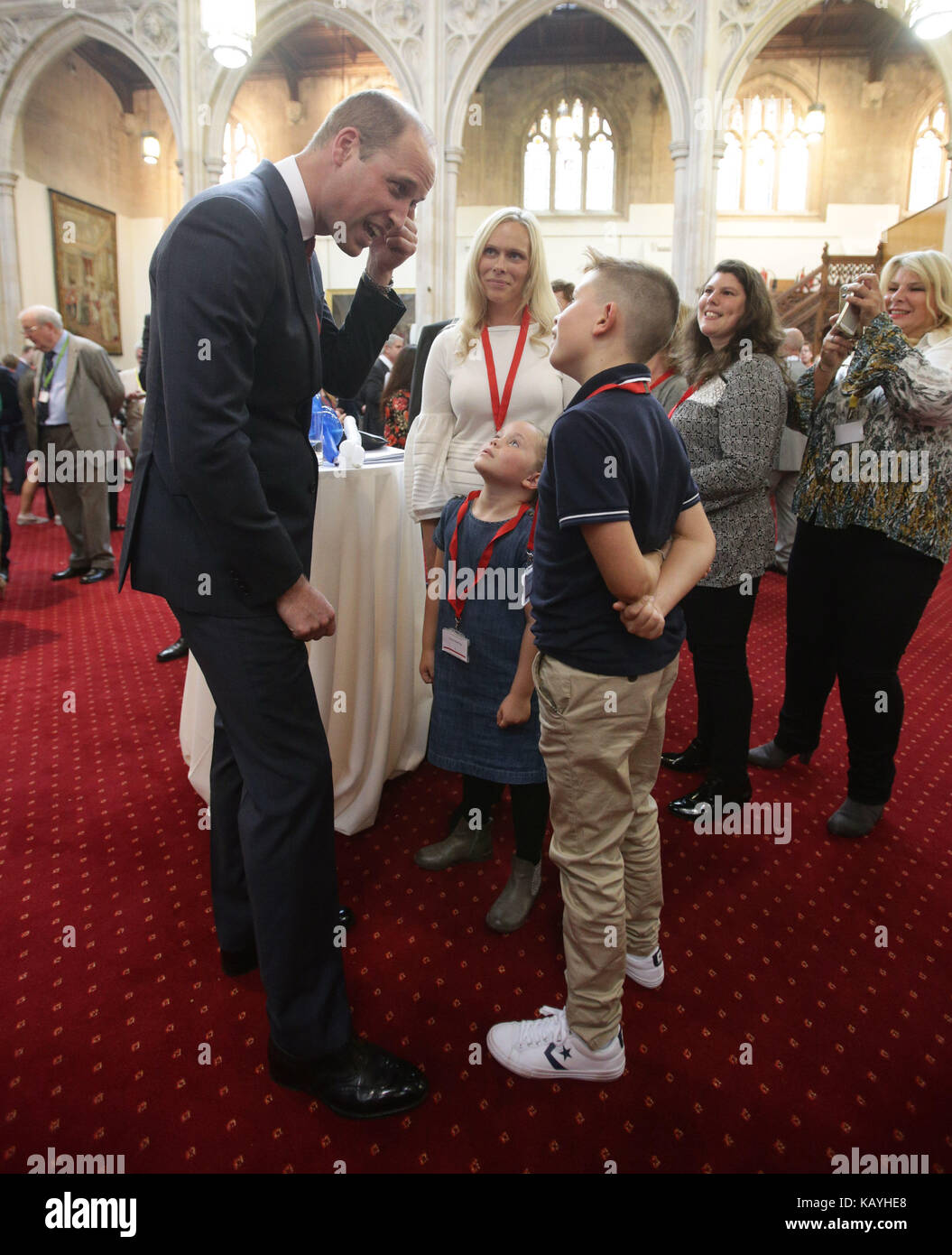 The Duke of Cambridge meets Catrina Swadling and her children Jack, ten ...