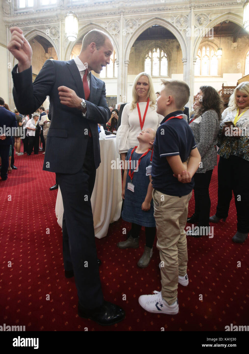 The Duke of Cambridge meets Catrina Swadling and her children Jack, ten ...