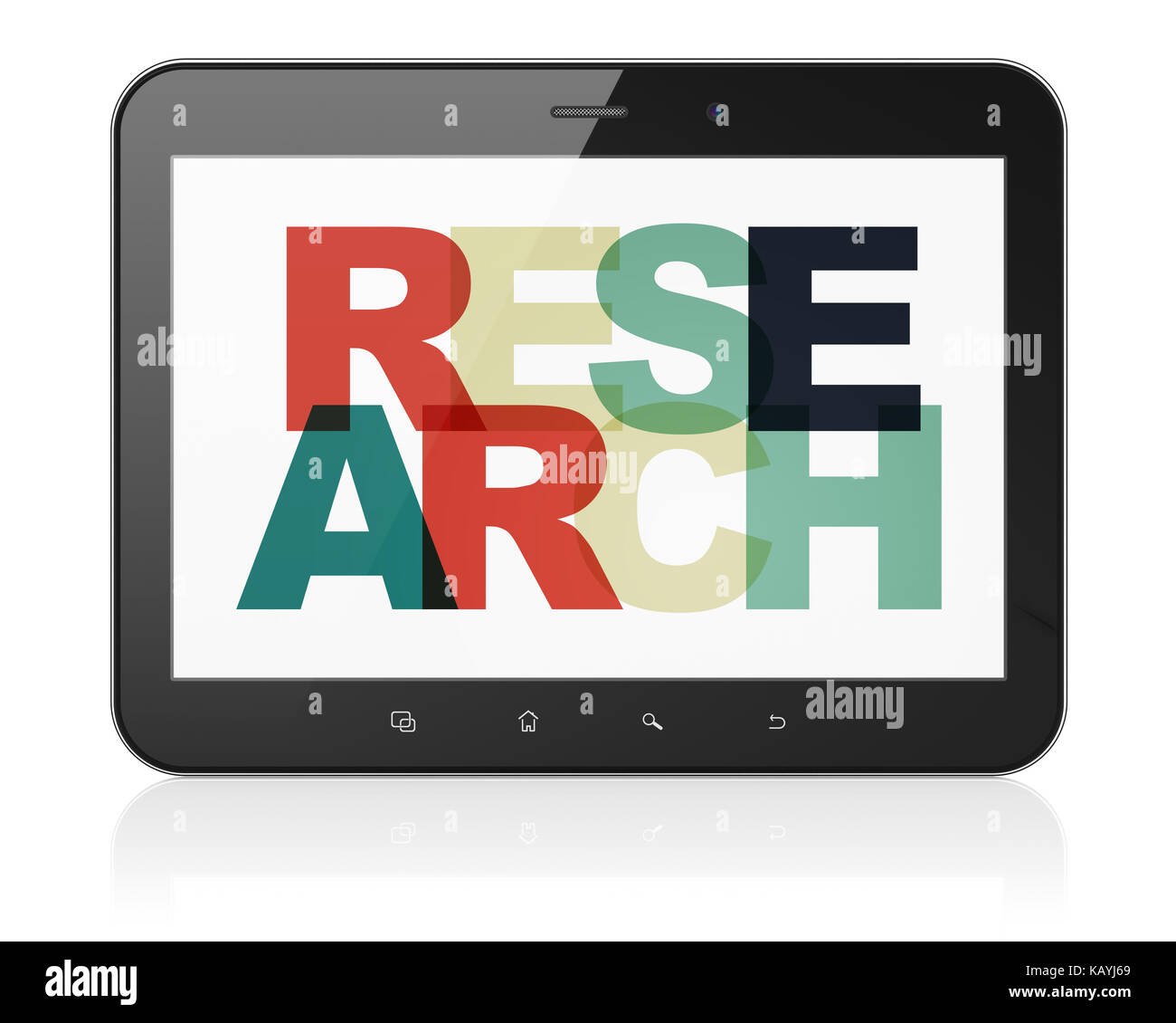 Advertising concept: Tablet Computer with Research on display Stock ...