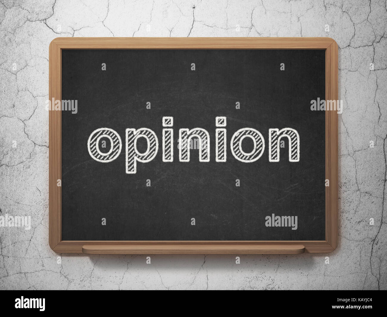 Advertising concept: Opinion on chalkboard background Stock Photo - Alamy