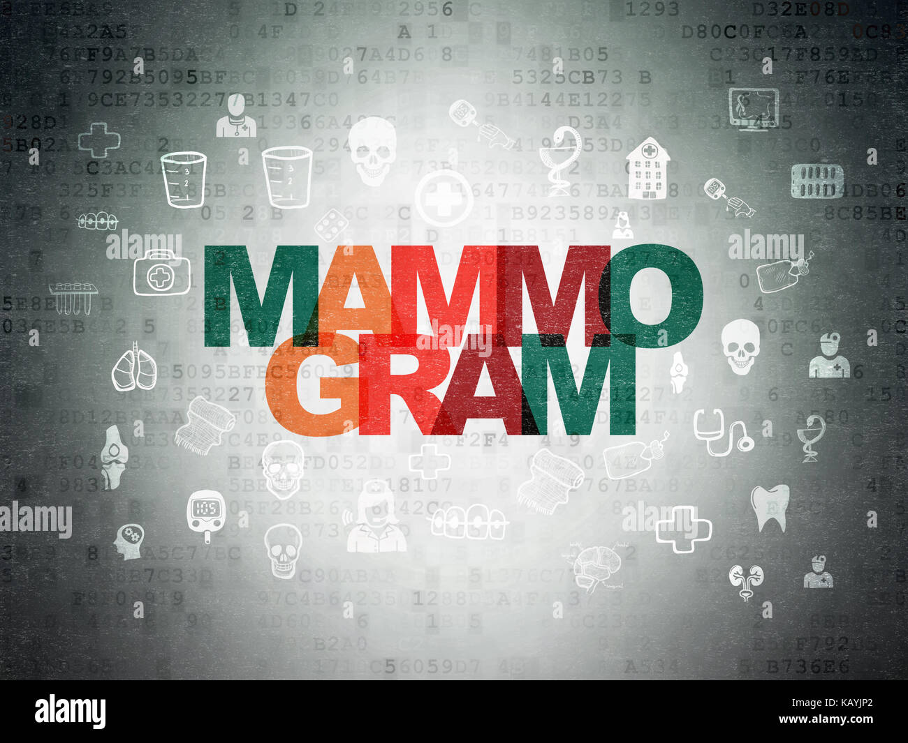 Medicine concept: Mammogram on Digital Data Paper background Stock ...