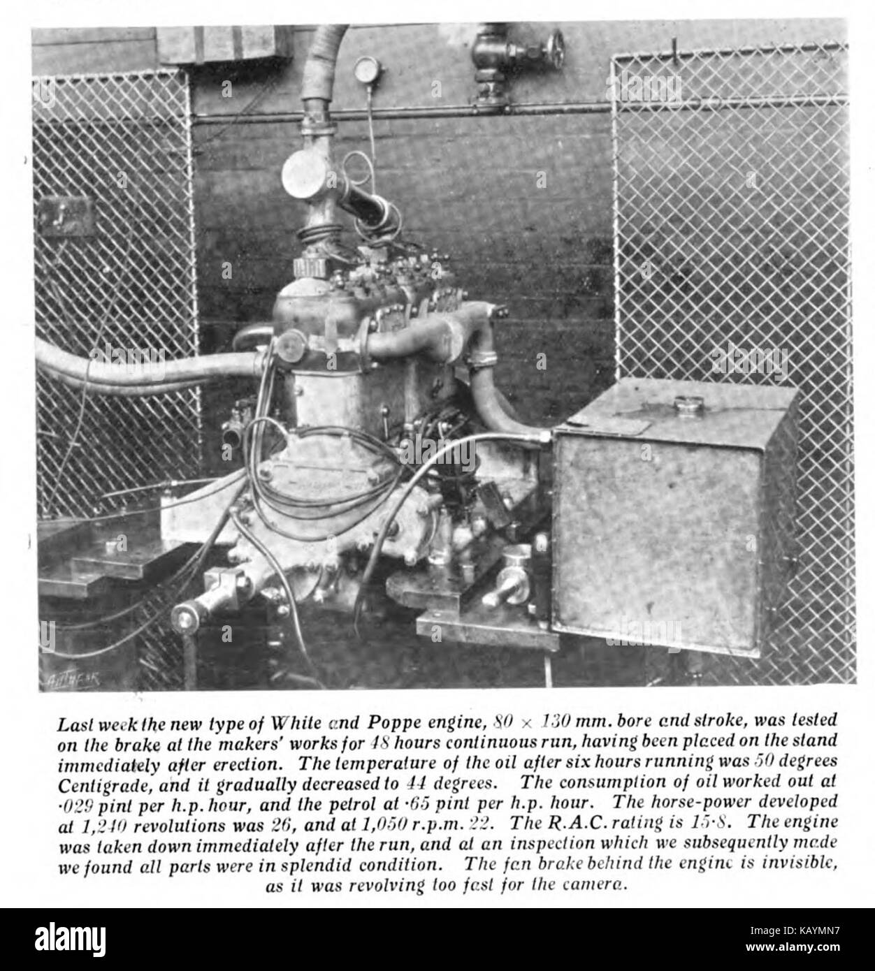 White and Poppe 2.6 litre engine on trial 1910 Stock Photo - Alamy