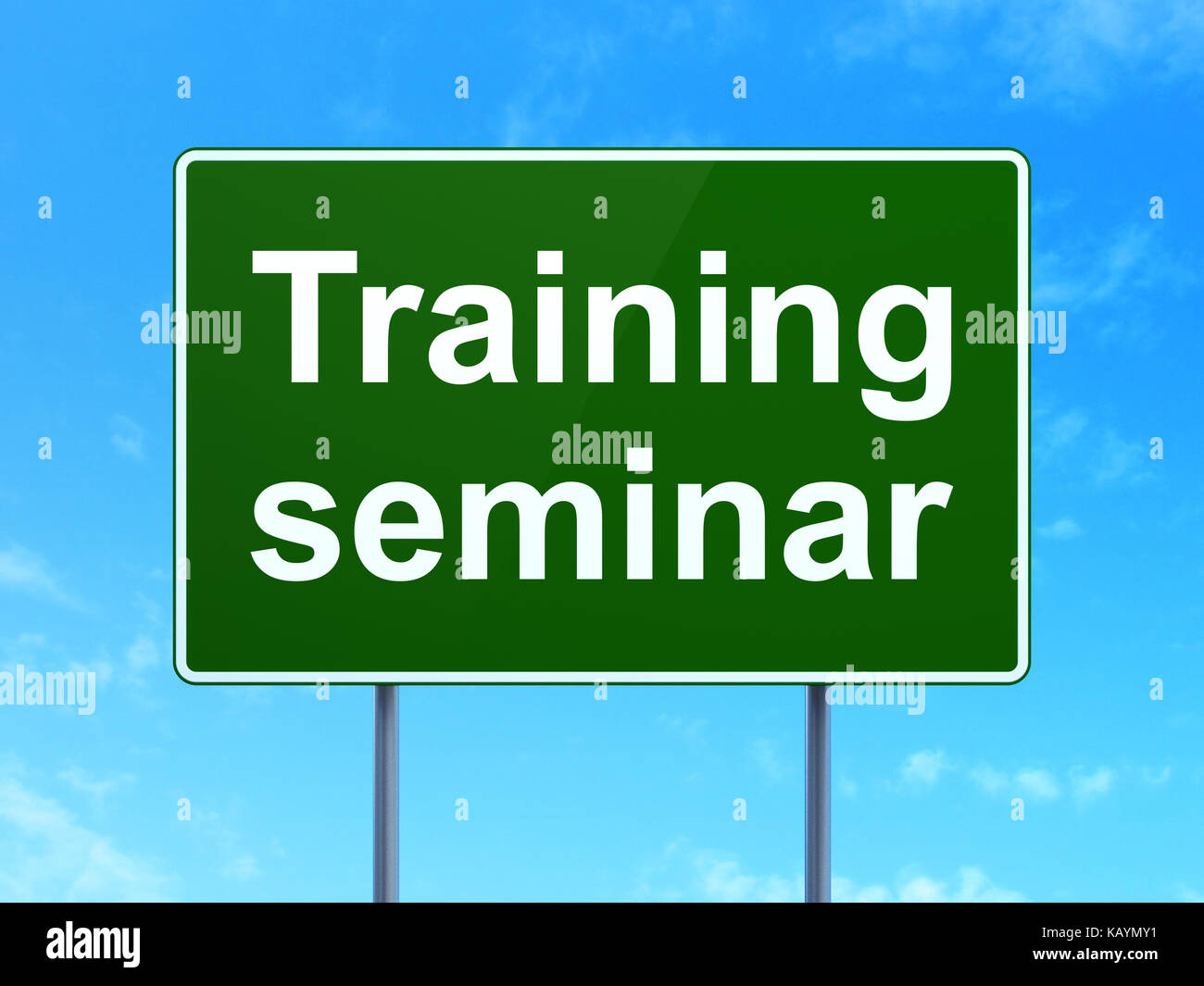 Studying concept: Training Seminar on road sign background Stock Photo ...