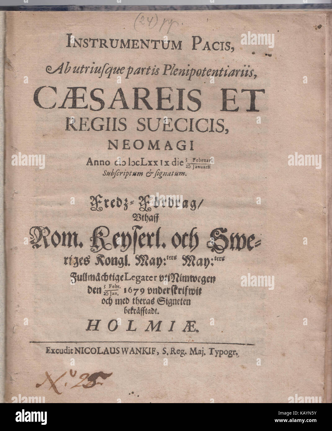 Treaty of Nijmegen between Sweden and the Holy Roman Empire 1679 01 ...