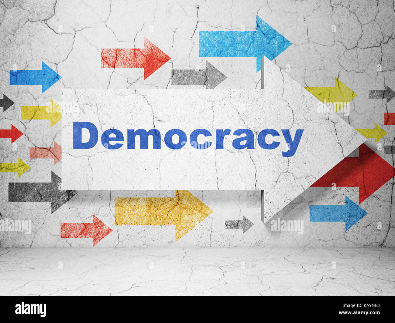 Political concept: arrow with Democracy on grunge wall background Stock ...