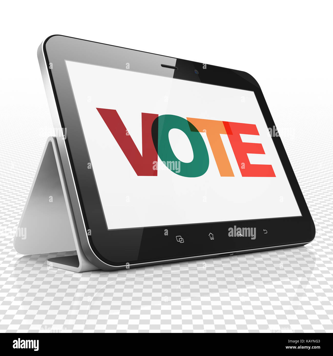Political concept: Tablet Computer with Vote on display Stock Photo - Alamy