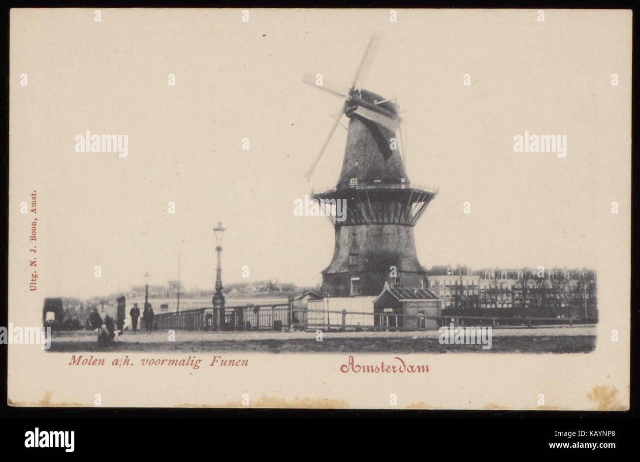 A historical photograph showing the Zeeburgerpad street with the Funen ...