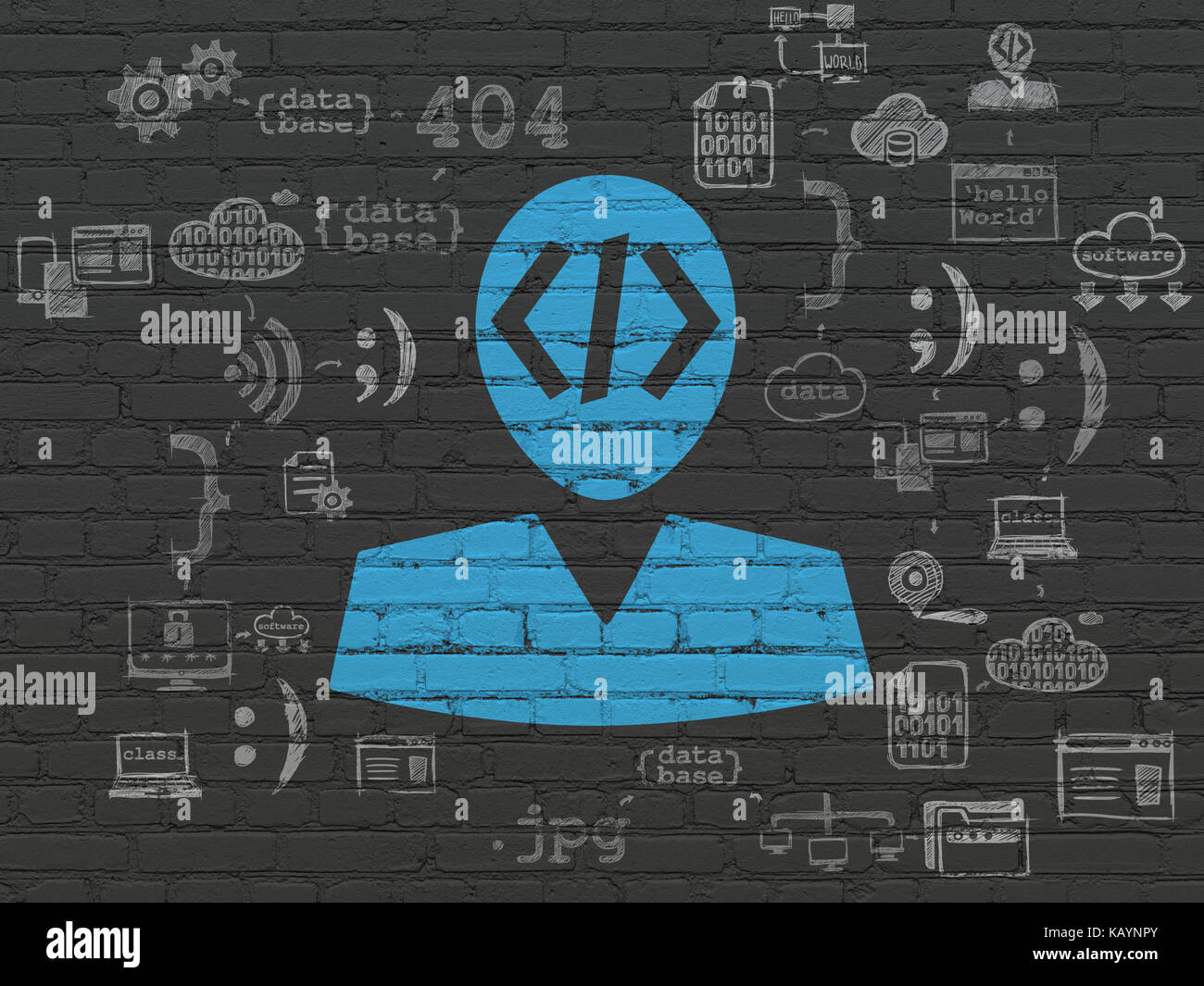 Database concept: Programmer on wall background Stock Photo - Alamy Database concept: Programmer on wall background Stock Photo - Alamy