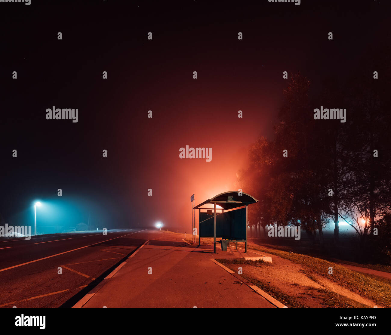 Bus stop at night hi-res stock photography and images - Alamy