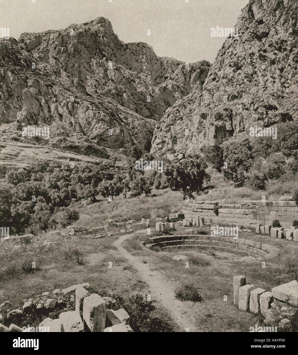 The Gymnasium of Delphi with Phaedriades in the background Stock Photo ...