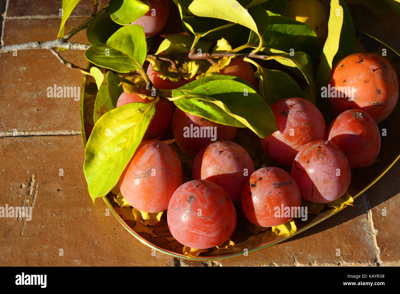 Persimmons, also known as Sharon fruit or Kaki Stock Photo - Alamy