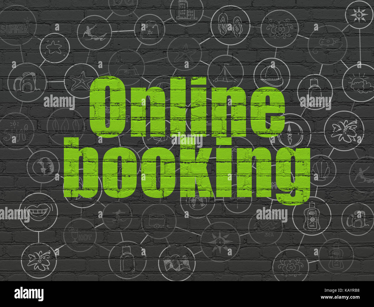 Travel concept: Online Booking on wall background Stock Photo - Alamy