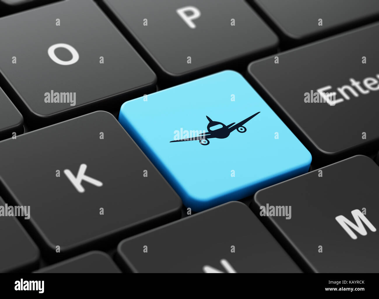 Travel concept: Aircraft on computer keyboard background Stock Photo ...
