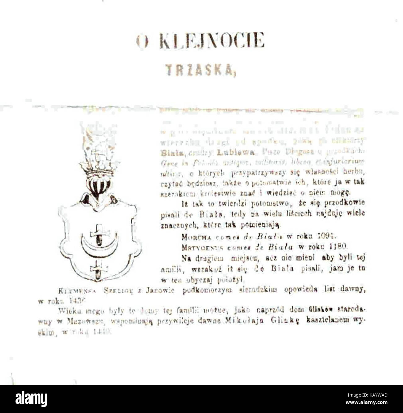 Trzaska erb Herby Rycerstwa Polskiego 1584 Stock Photo - Alamy