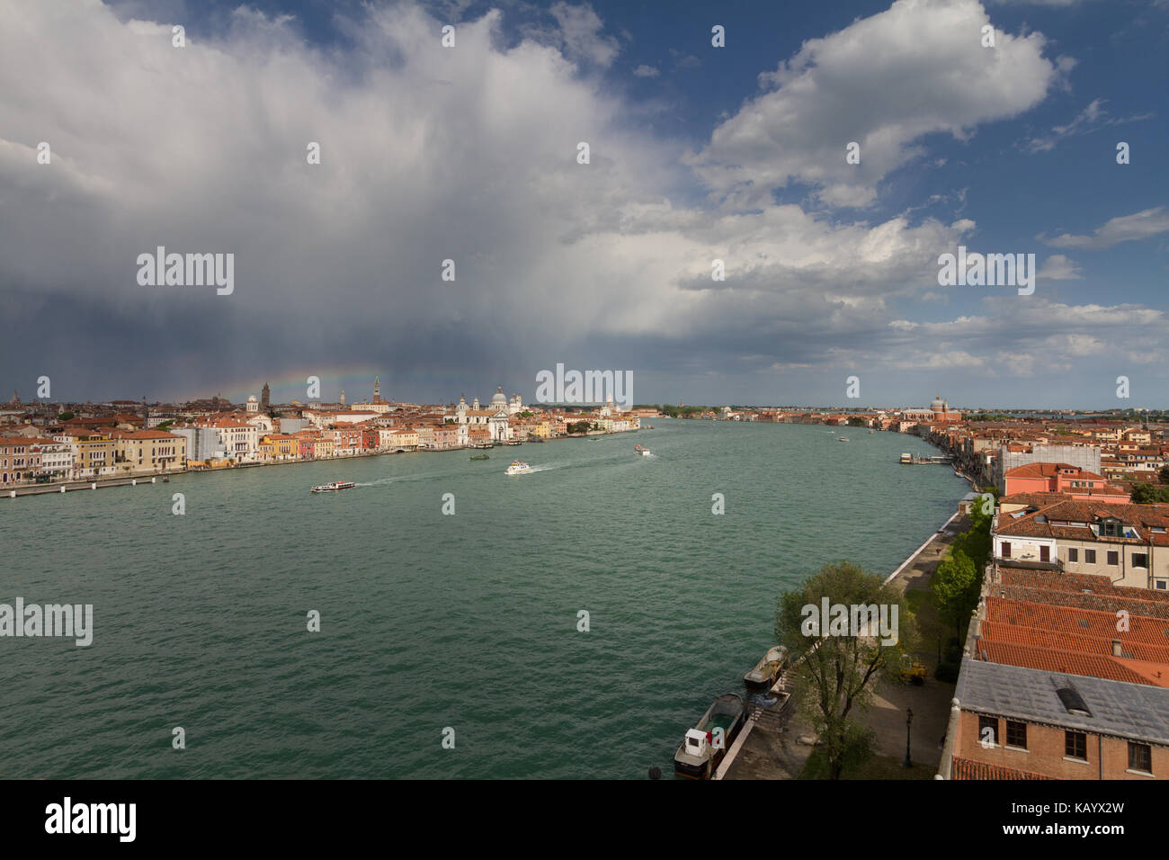 Giudecca canal from the Hilton Molino Stucky swimming pool terrace ...