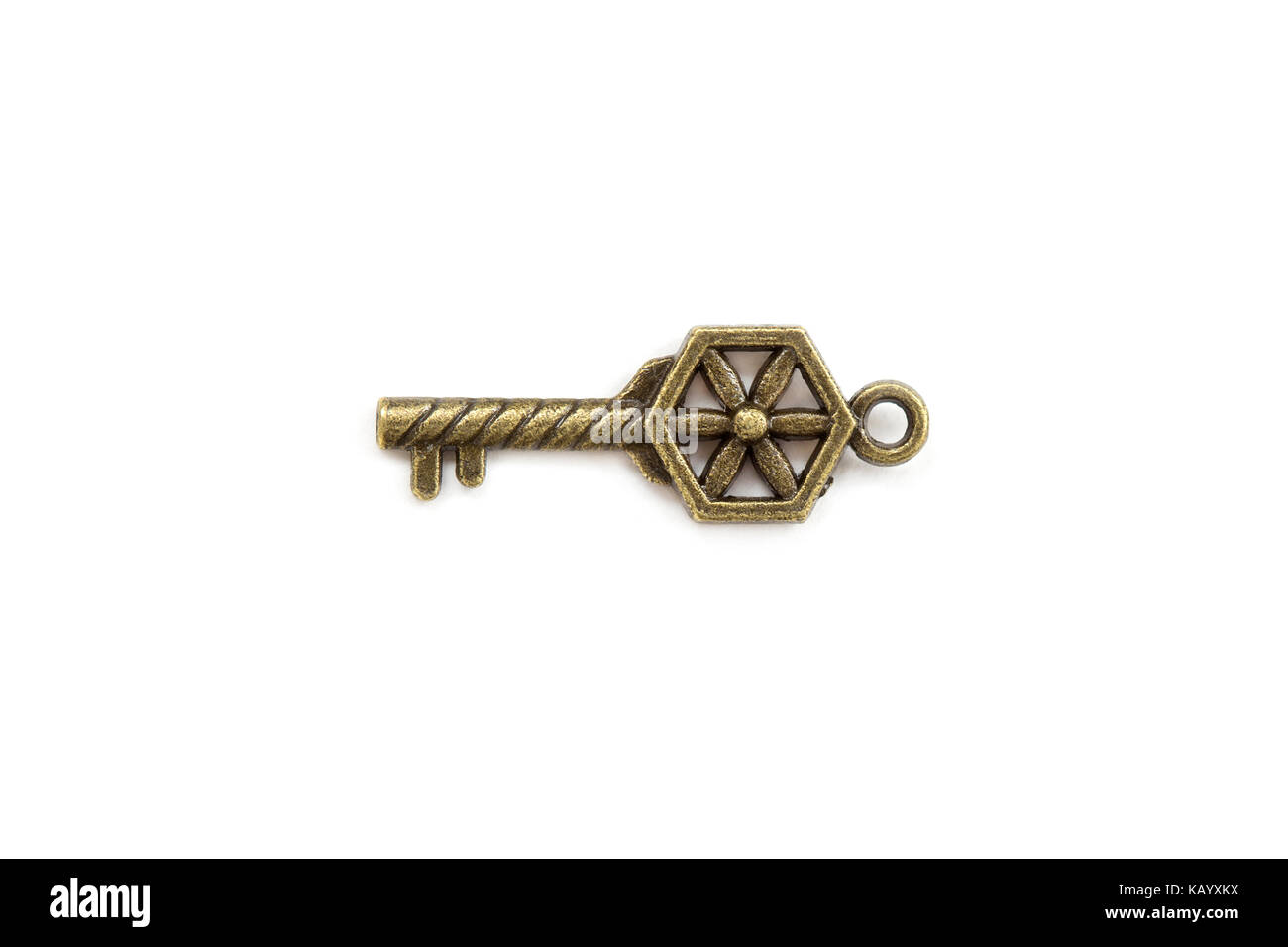 View at vintage metal key isolated on the white background Stock Photo ...
