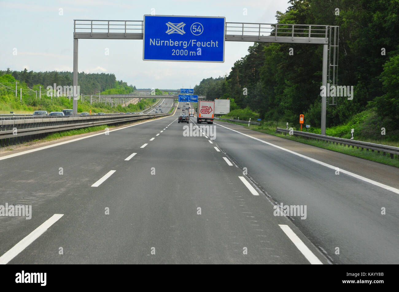 Germany, highway A9, multi-lane, road sign Stock Photo - Alamy