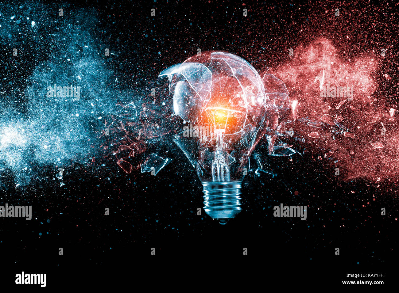 glass bulb explosion on black background Stock Photo - Alamy