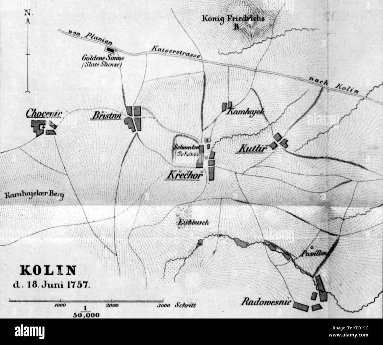 Umgebungskarte Kolin 18 Juni 1757 Stock Photo - Alamy