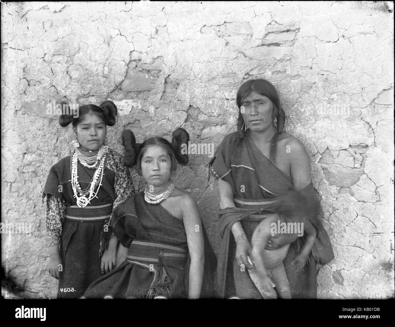 Two Hopi maidens and a matron holding a baby, Arizona, ca.1898 (CHS ...
