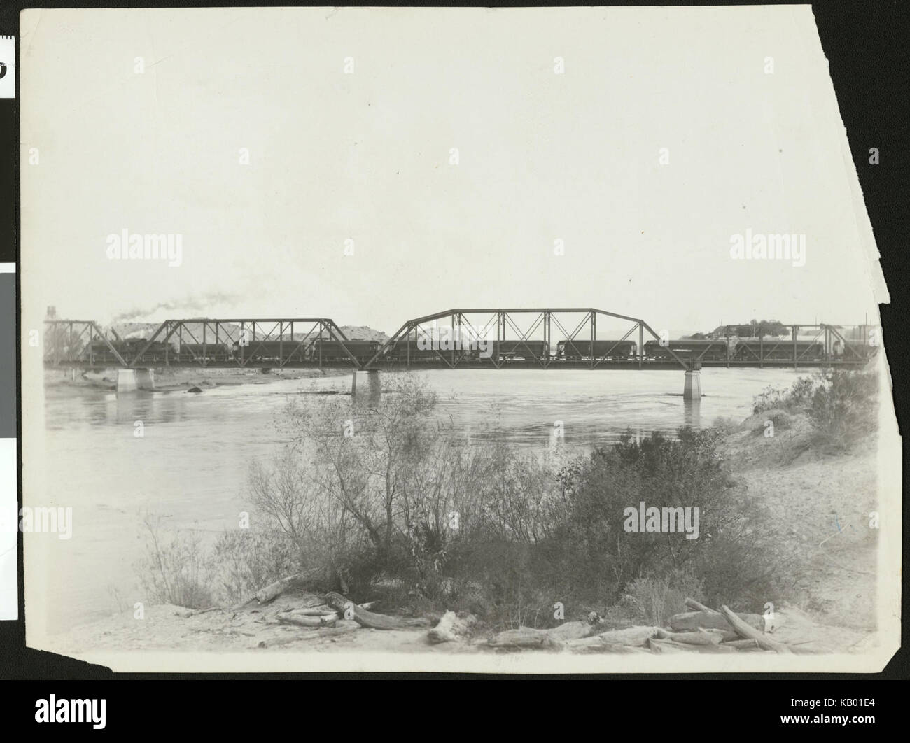 Train running across a railroad bridge over the Colorado River in Yuma ...